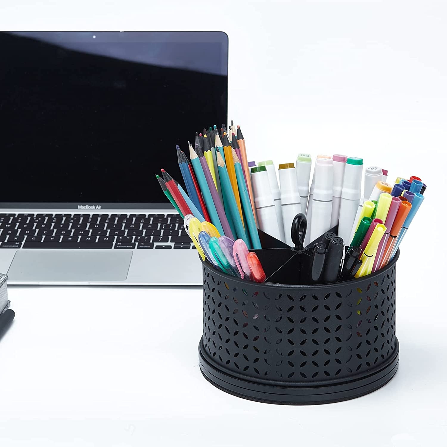 Multi-Functional Rotating Desk Organizer - 6 Compartments Spinning Pen ...