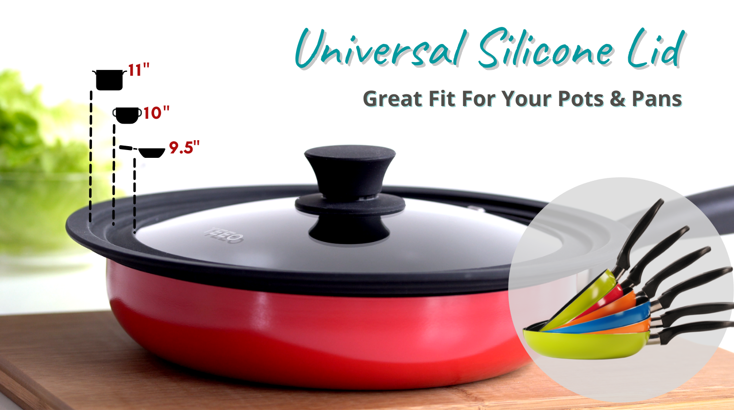 Universal Multi-Sized Silicone Glass Lid Covers for Pots and Pans ...