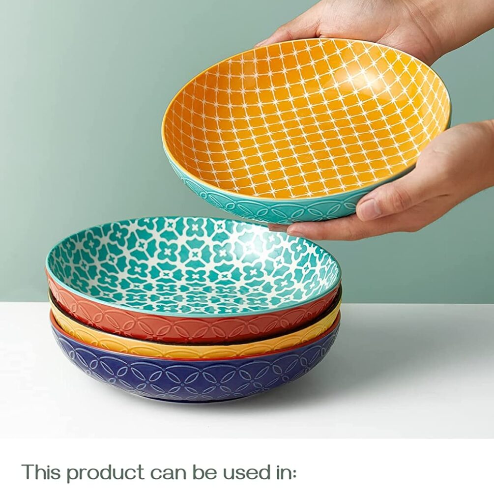 Porcelain Pasta Bowl Set - Vibrant Colors | Teeo Creations USA